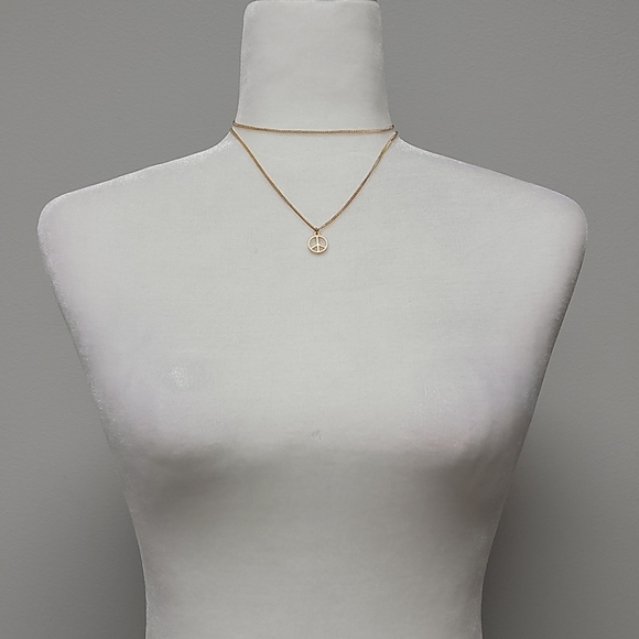 Boutique | Jewelry | Base Metal Gold Peace Sign Double Layered Necklace ...